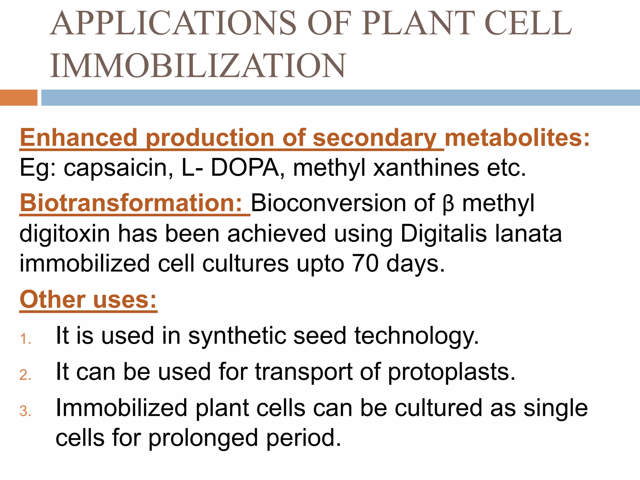 Immobilization of plant cells | PPTX