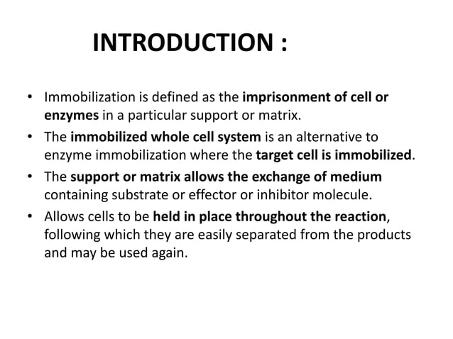 Immobilized cell technology | PPTX | Chemistry | Science