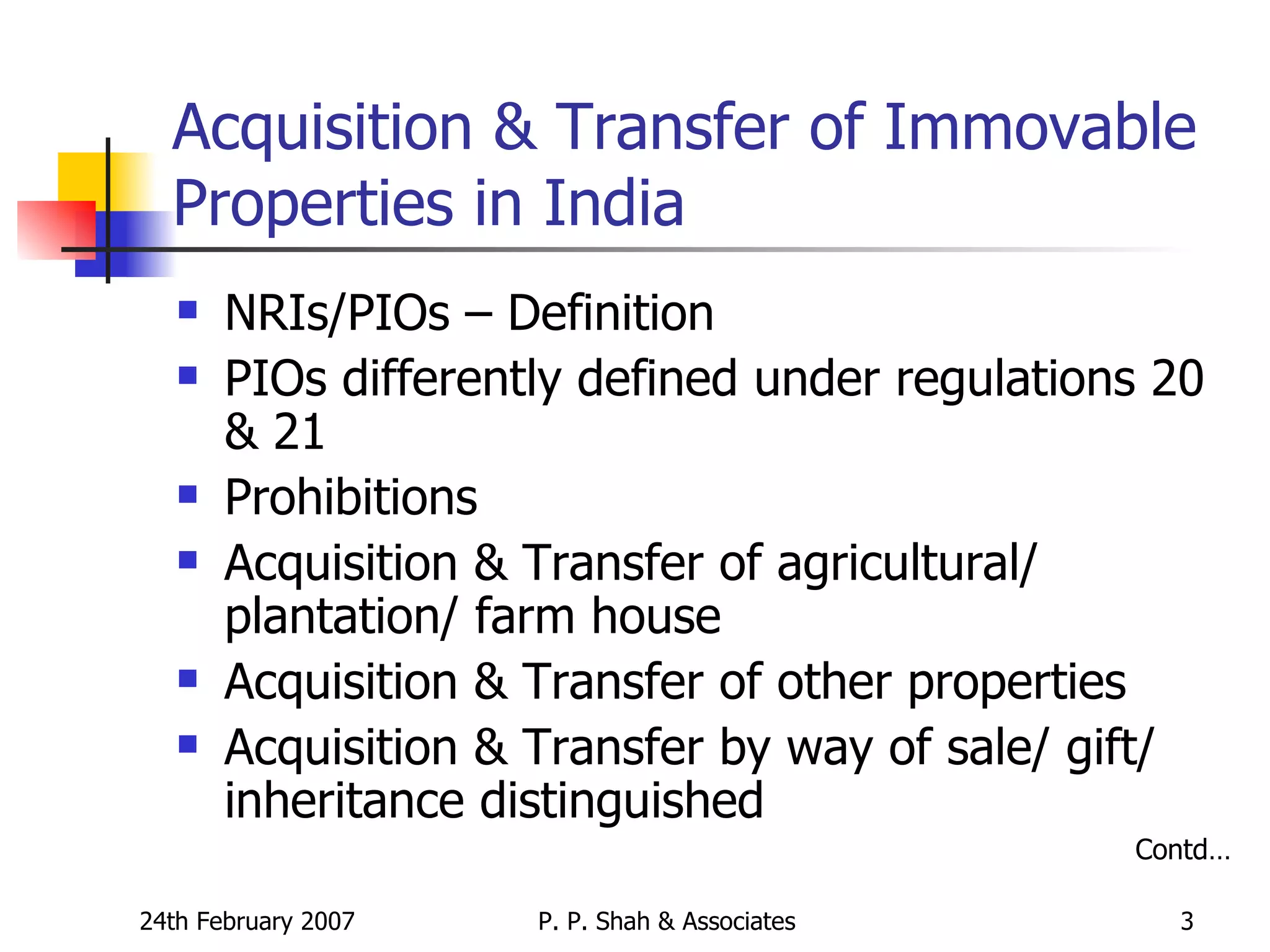 Immovable properties & portfolio invt | PPT
