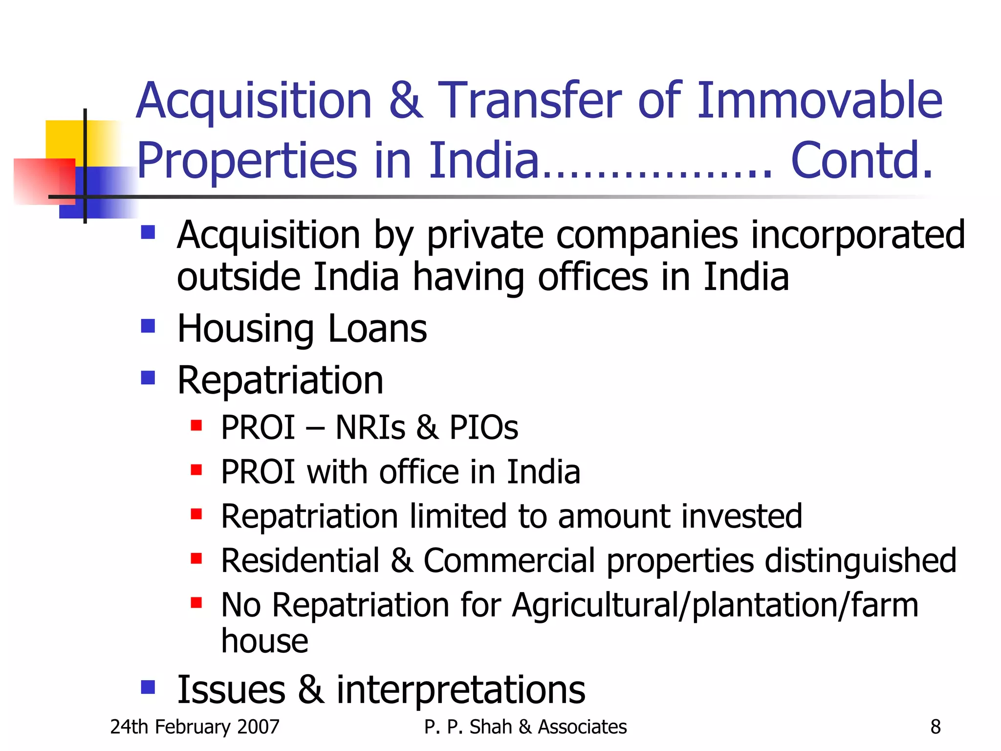 Immovable properties & portfolio invt | PPT