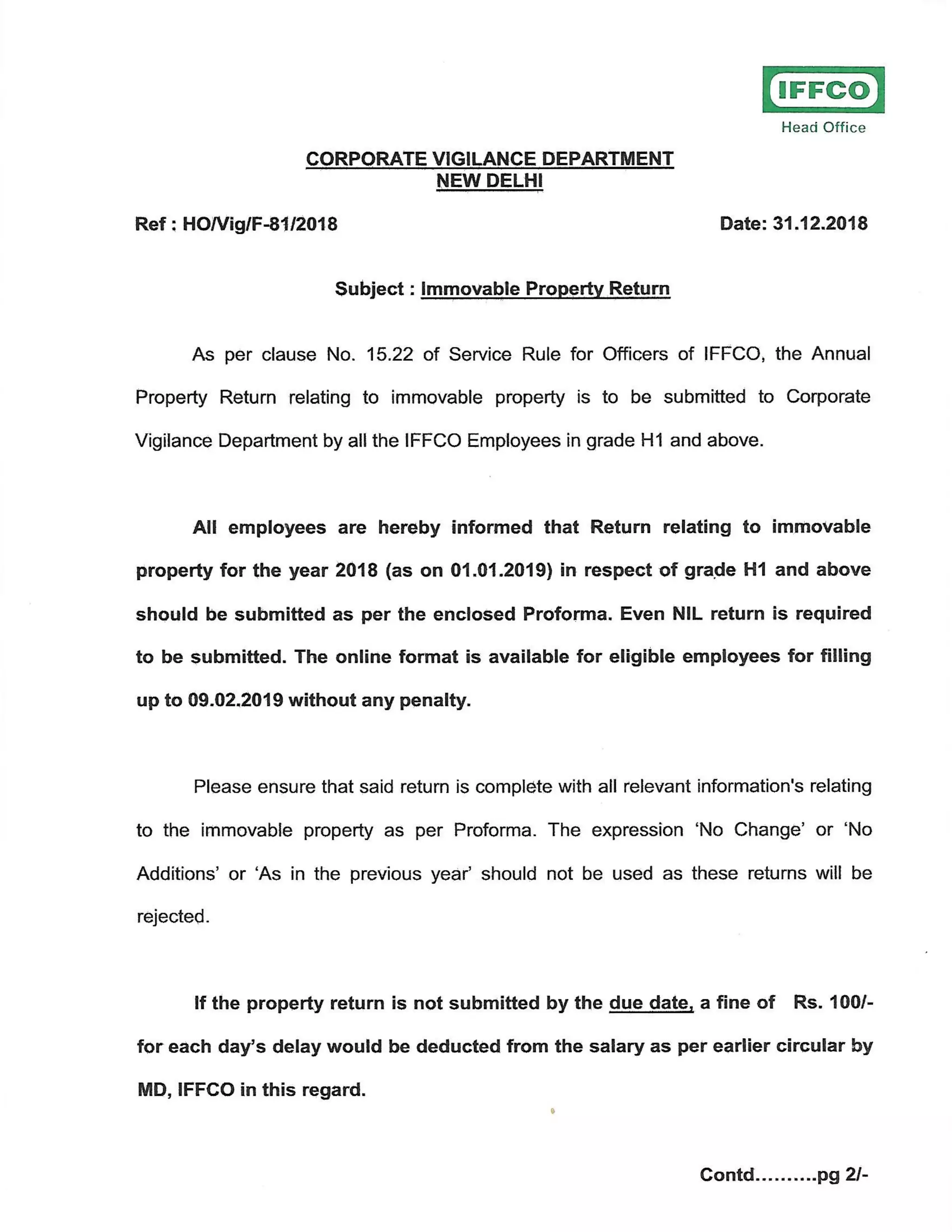 Immovable property return | PDF