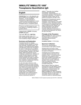 IMMULITE/IMMULITE 1000. Toxoplasma Quantitative IgG (2006) | PDF