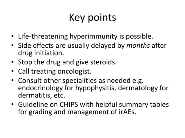 Immune check point inhibitors and adverse effects | PPTX | Lung and ...