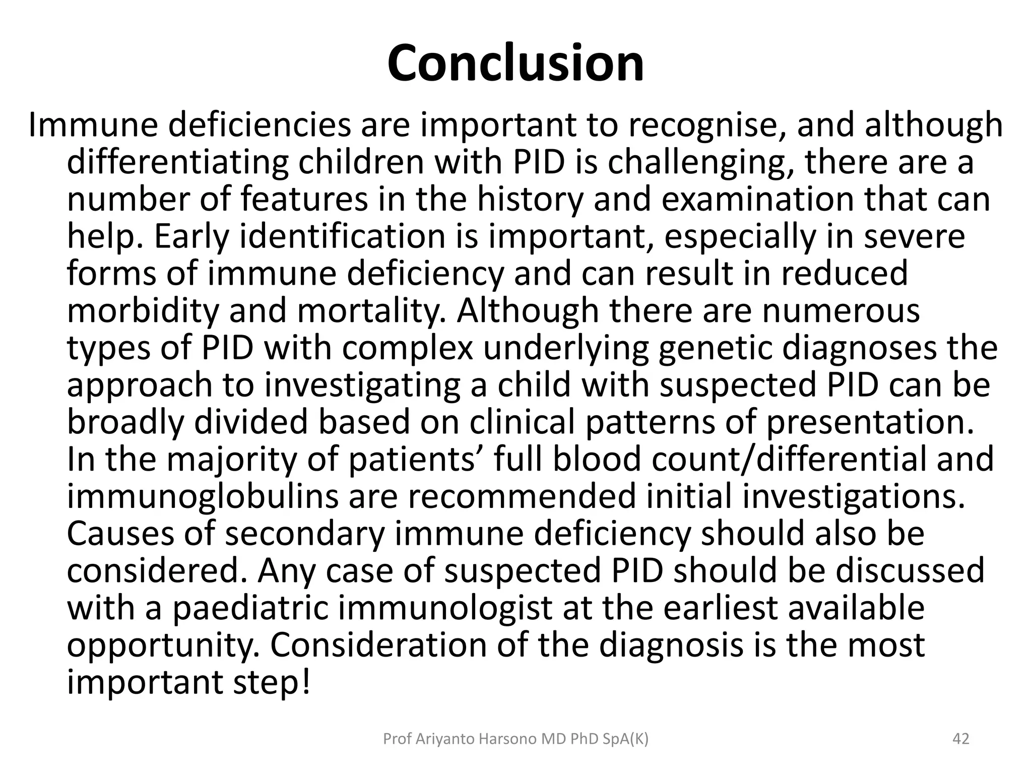 Immune deficiencies in children: an Overview | PPTX