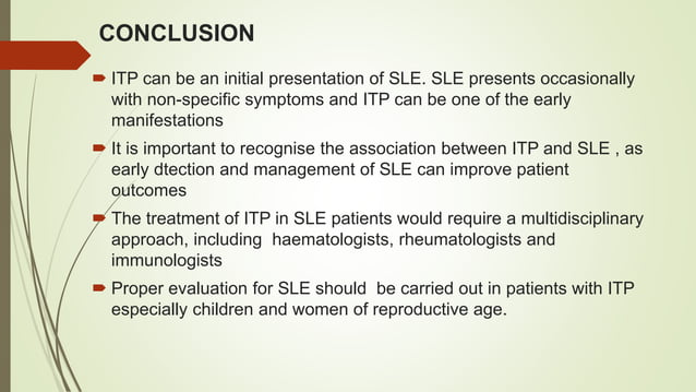 Immune thrombocytopenia as initial presentation of systemic lupus erythematosus. | PPTX | Blood ...