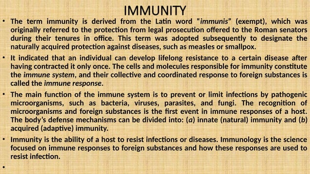 IMMUNITY (INTRO) 1.pptx Introduction to immunity | PPTX