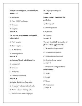 Human Immunity MCQs: Immune System Quiz Questions & Answers. Human ...