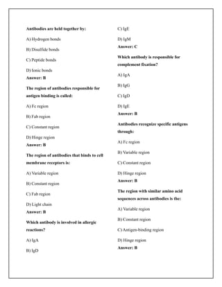 Human Immunity MCQs: Immune System Quiz Questions & Answers. Human ...