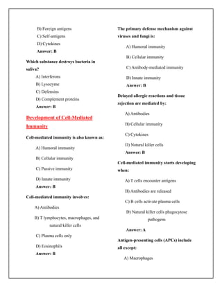Human Immunity MCQs: Immune System Quiz Questions & Answers. Human ...