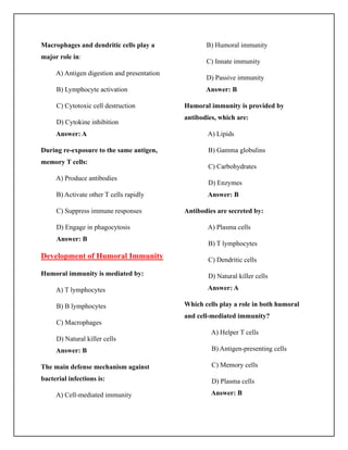 Human Immunity MCQs: Immune System Quiz Questions & Answers. Human ...