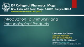 Introduction To Immunity and Immunological Products | PPT