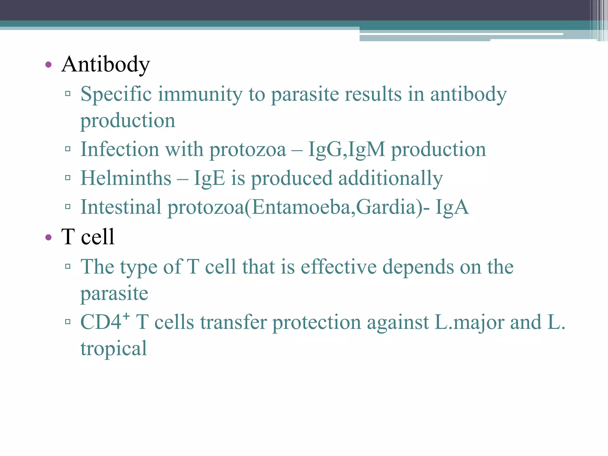 Immunity to parasitic infections | PPT
