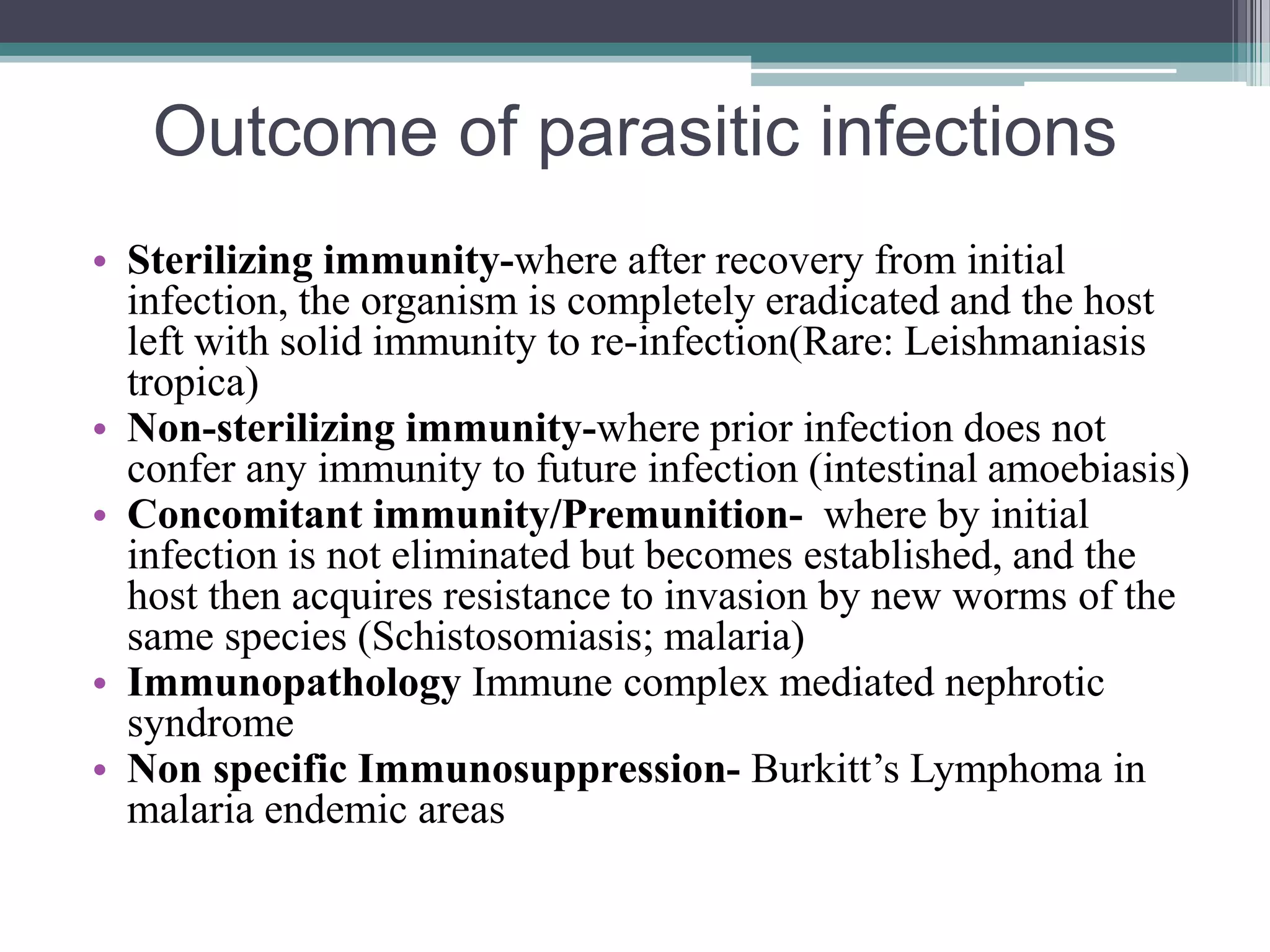 Immunity to parasitic infections | PPT