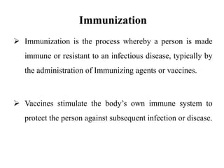 Immunization, types of vaccines and National immunization Schedule | PPTX