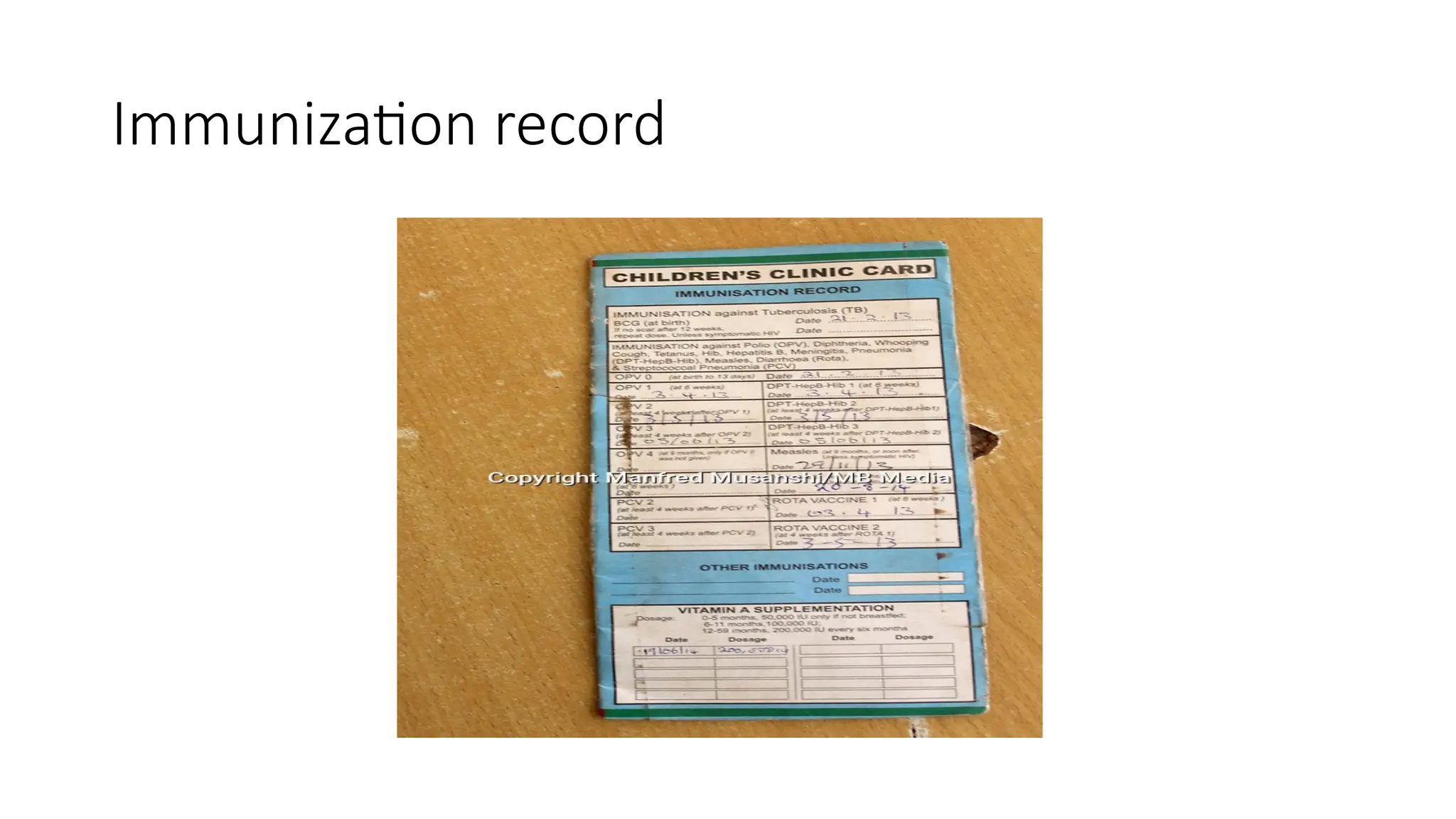 immunization and under 5 card schedule for Zambia pptx | PPTX
