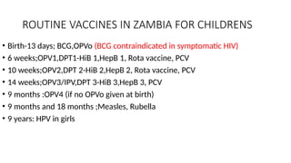 immunization and under 5 card schedule for Zambia pptx | PPTX