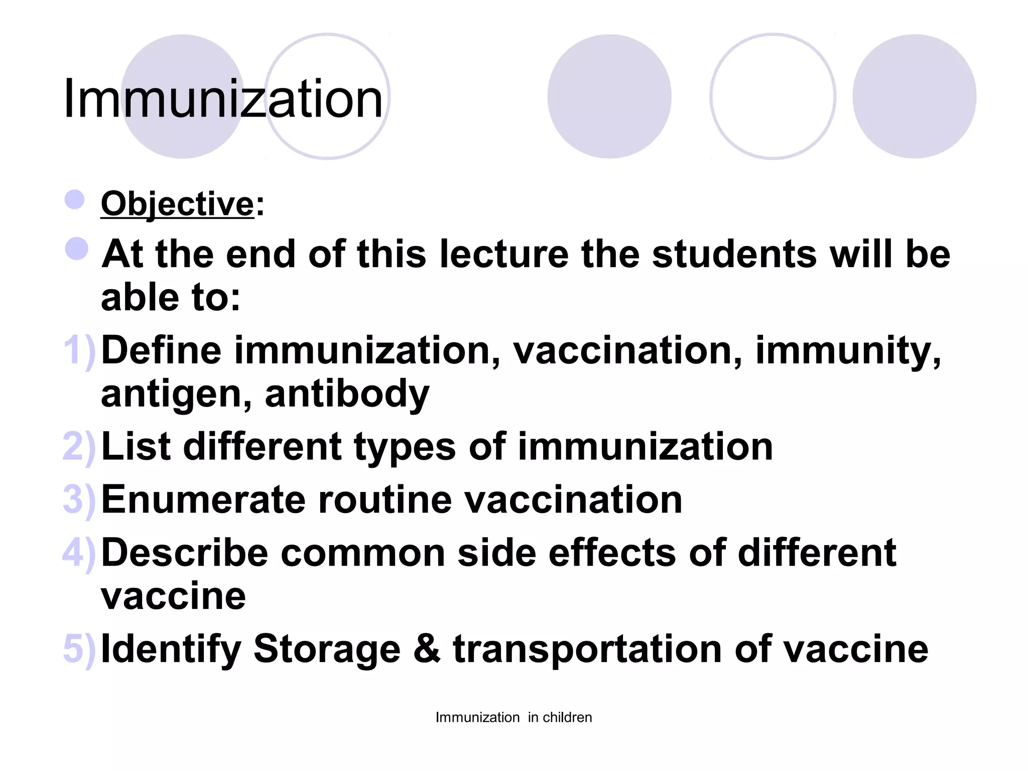 Immunization in children | PPT