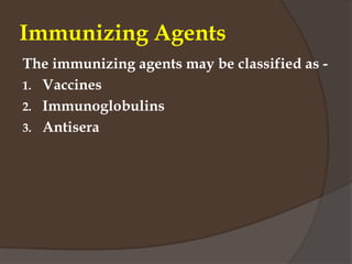 Immunizing agents vaccines, immunoglobulines and antisera | PDF