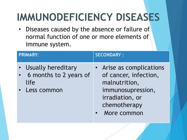 Primary immunodeficiency disorders | PPTX | Blood Disorders | Diseases ...