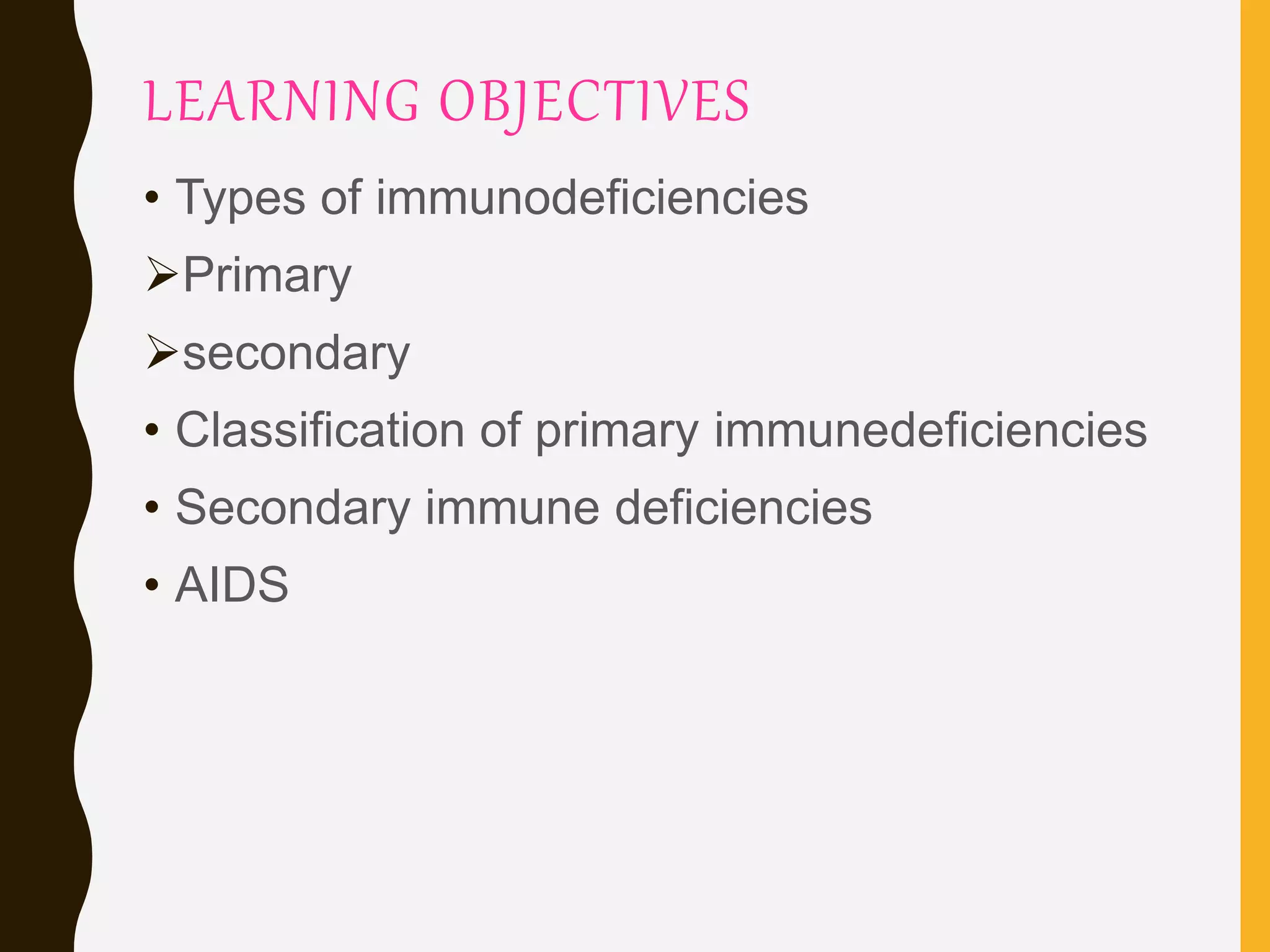 Immuno deficiency diseases- primary and secondary | PPTX