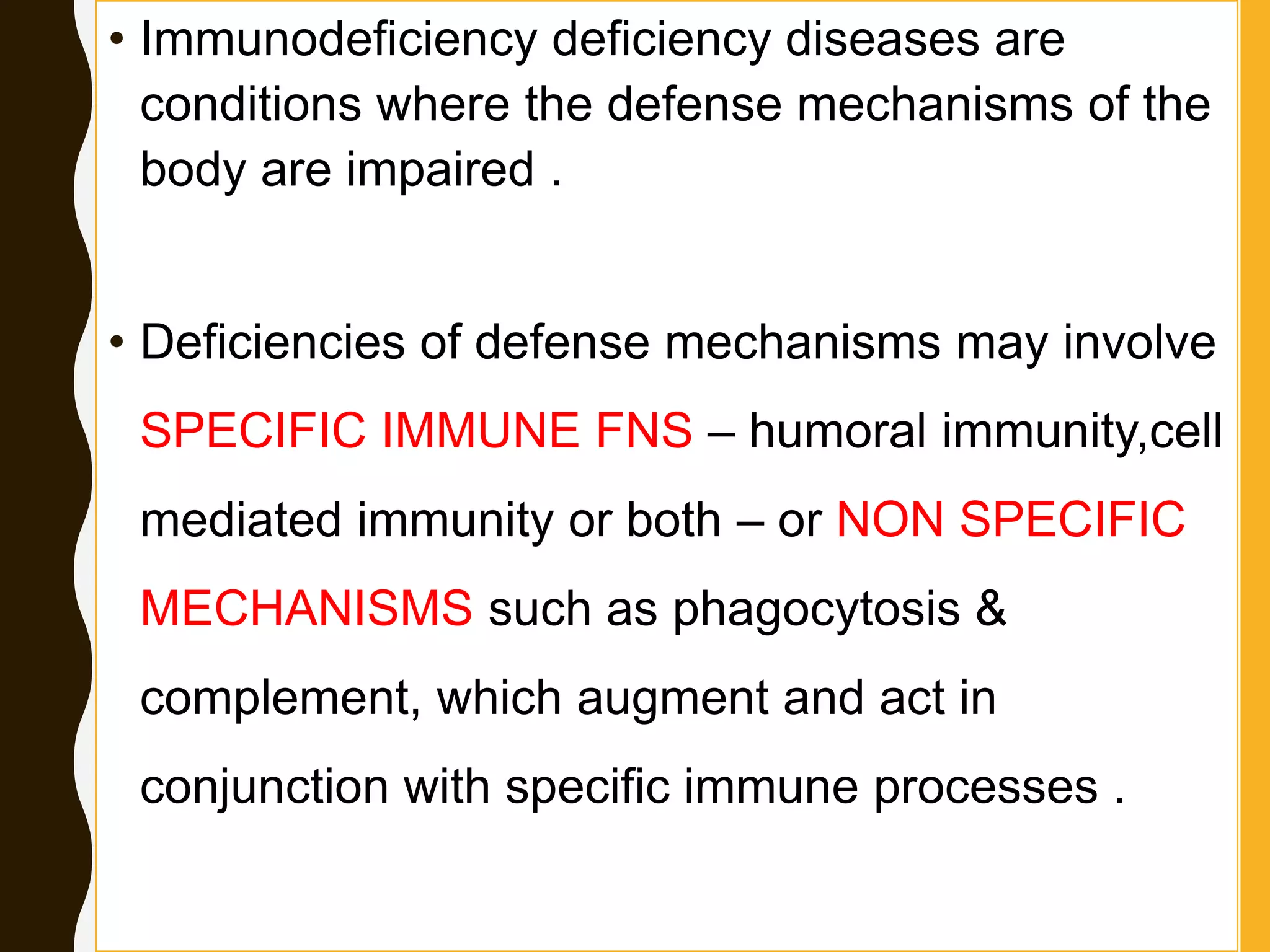 Immuno deficiency diseases- primary and secondary | PPTX