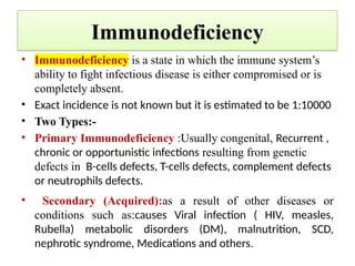 Immunodeficiency in children; Diagnosis and management | PPTX