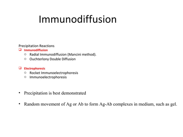 Immunodiffusion principles and application | PPT