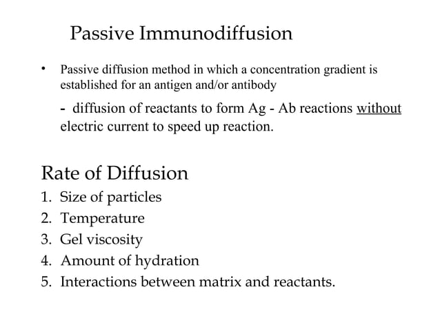 Immunodiffusion principles and application | PPT