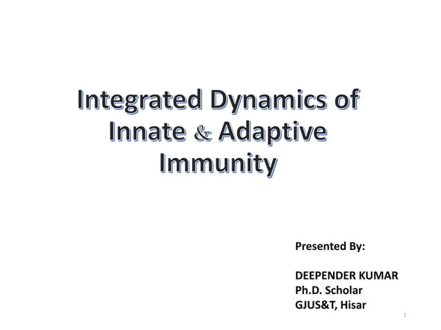 Integrated Dynamics of Innate & Adaptive Immunity | PPT