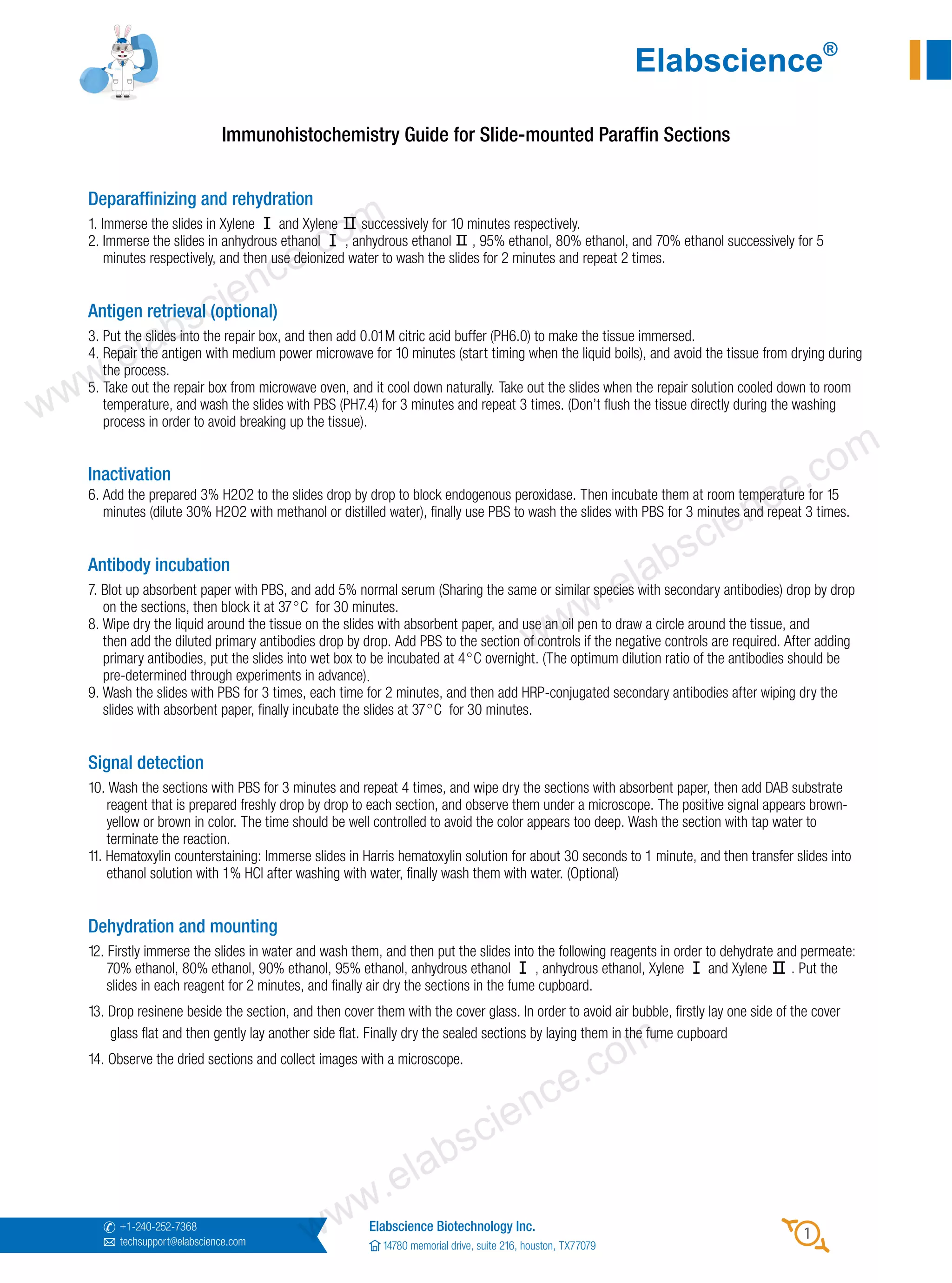 Immunohistochemistry Guide for Slide Mounted Paraffin Sections | PDF
