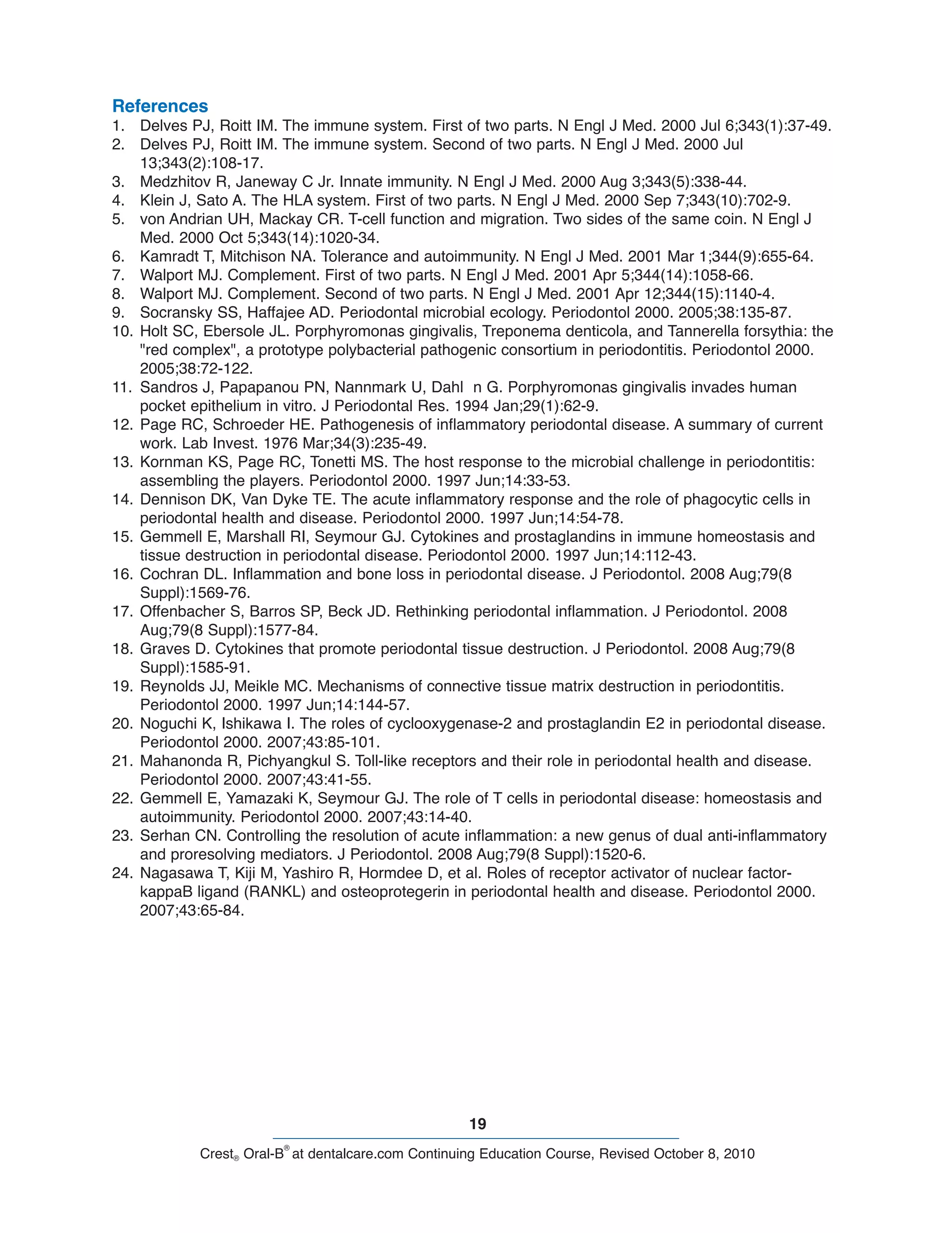 Immunological and Inflammatory Aspects of Periodontal Disease | PDF