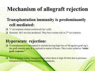 Immunological basis of graft rejection and mechanism of graft rejection ...