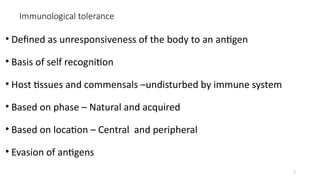 Immunological tolerance - immunity and blood elements | PPT