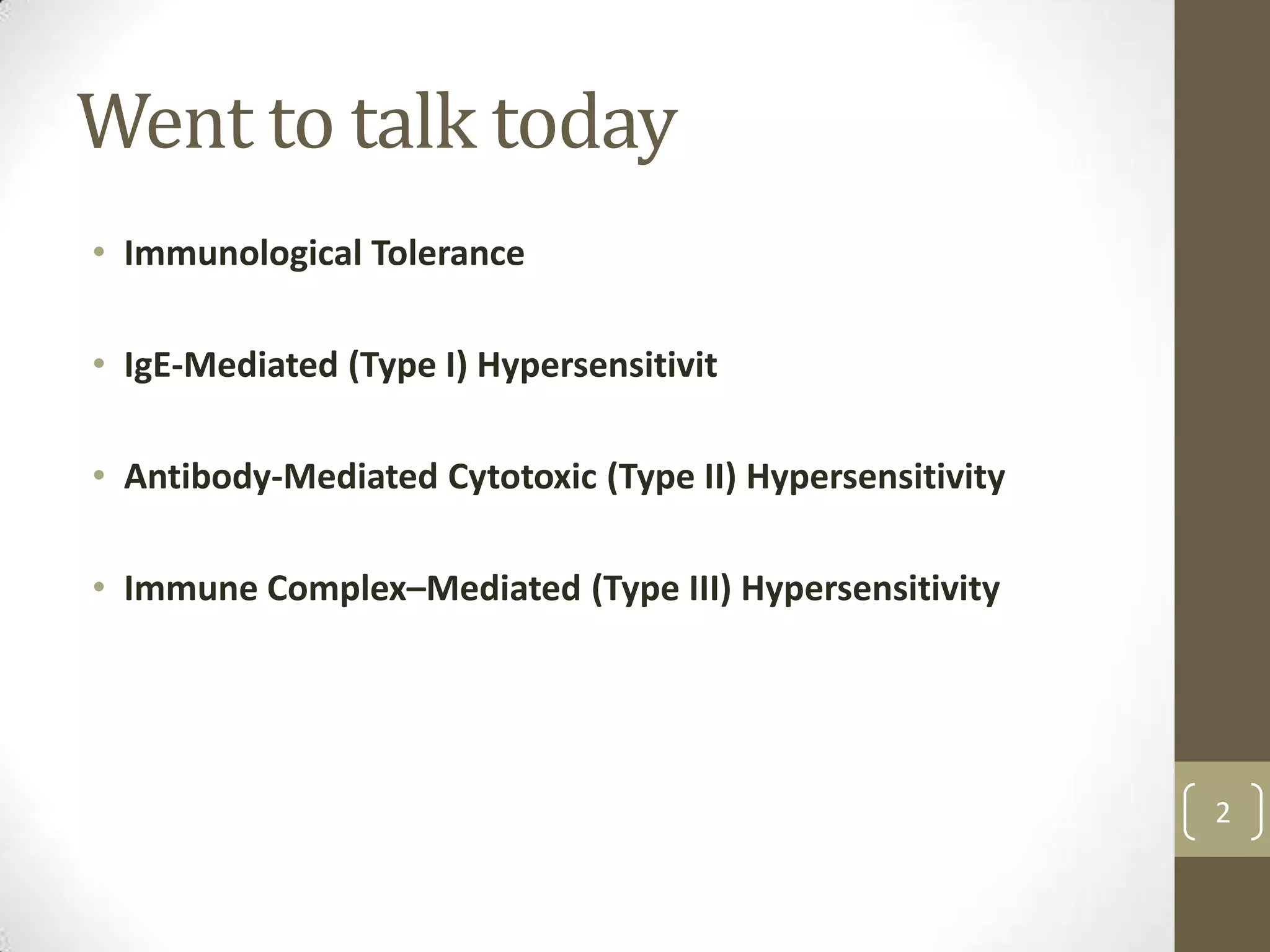 Immunological tolerance and hyper sensitivity reaction | PPTX