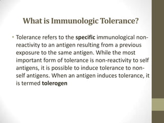 Immunological tolerance and hyper sensitivity reaction | PPTX