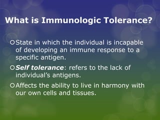 Immunologic tolerance | PPTX