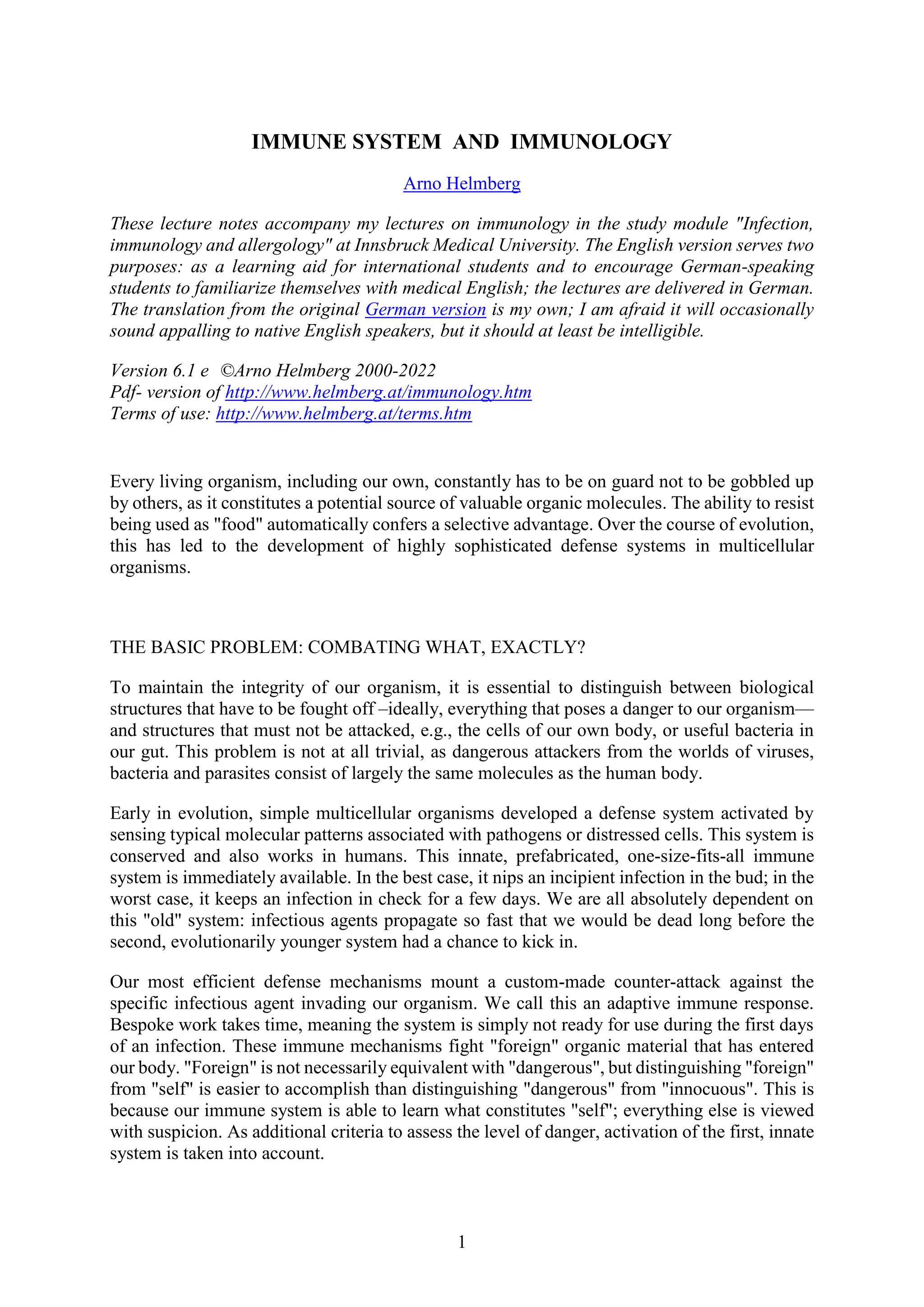 IMMUNE SYSTEM AND IMMUNOLOGY, Introduction to Immunology and all the ...