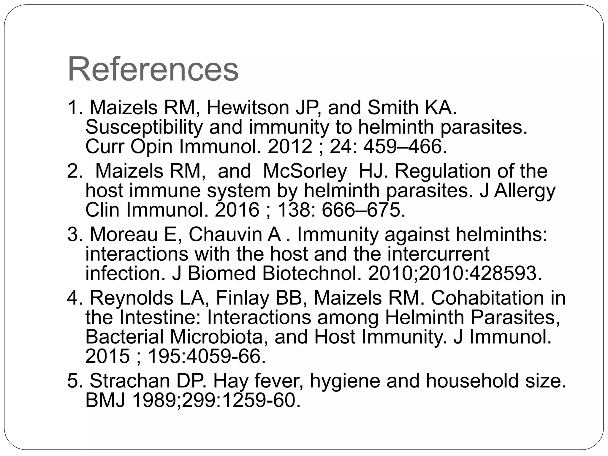Immunology of helminth infections | PPTX