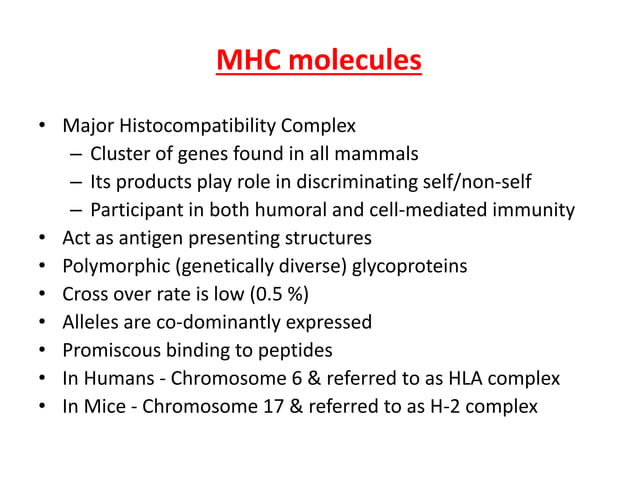 Major Histocompatibility complex & Antigen Presentation and Processing | PPTX | Chemistry | Science