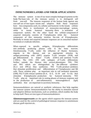 Immunomodulators and their application as adjuvant | PDF | Chemistry ...