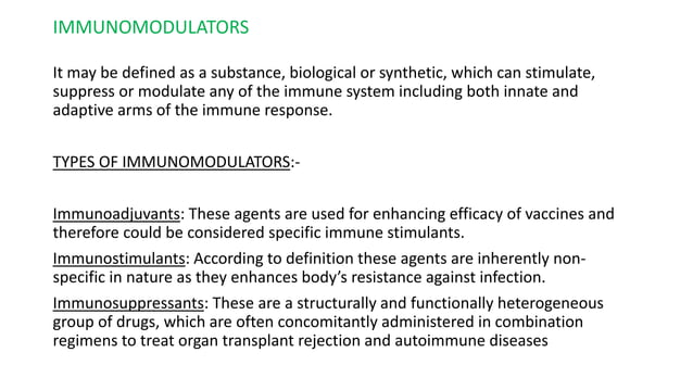 Immunomodulators screening methods | PPTX | Chemistry | Science