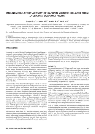 Immunomodulatory activity of saponin mixture isolated from lagenaria siceraria fruits | PDF