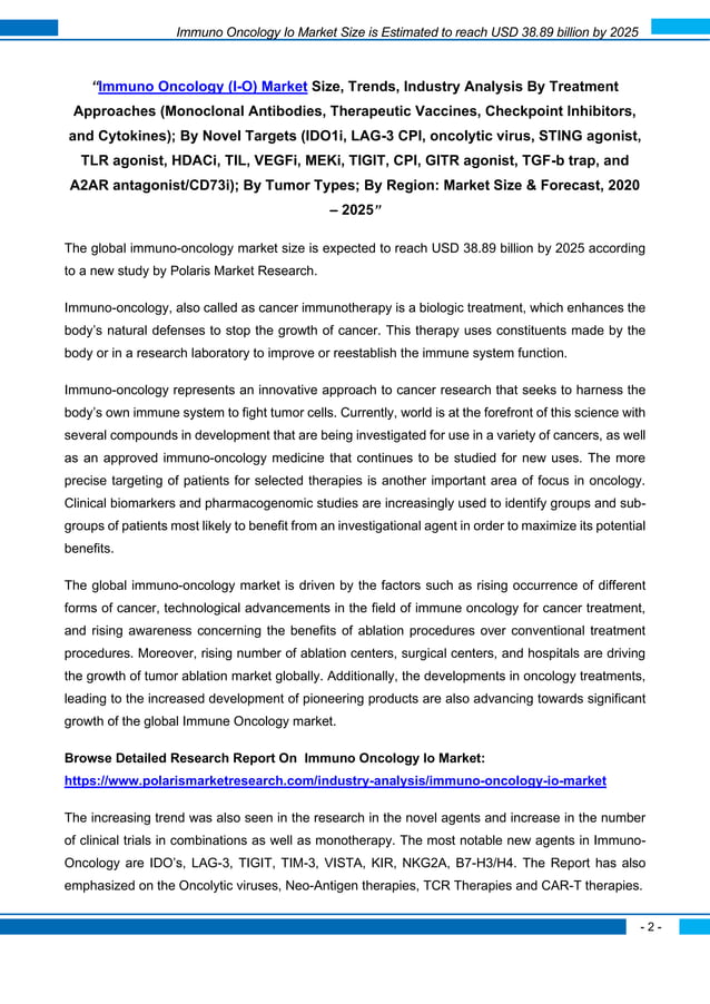 Immuno oncology market | PDF