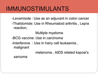 Immunostimulants & immunosuppressants | PPTX