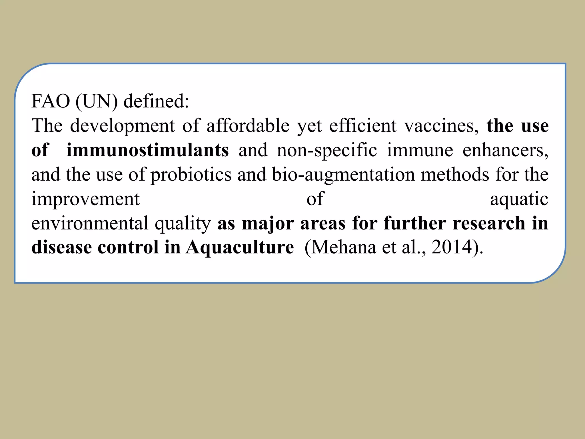 Immunostimulants role in aquaculture | PPTX