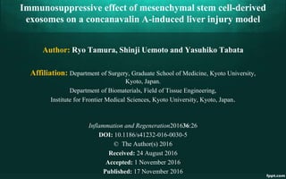 Immunosuppressive effect of mesenchymal stem cell-derived exosomes on a ...