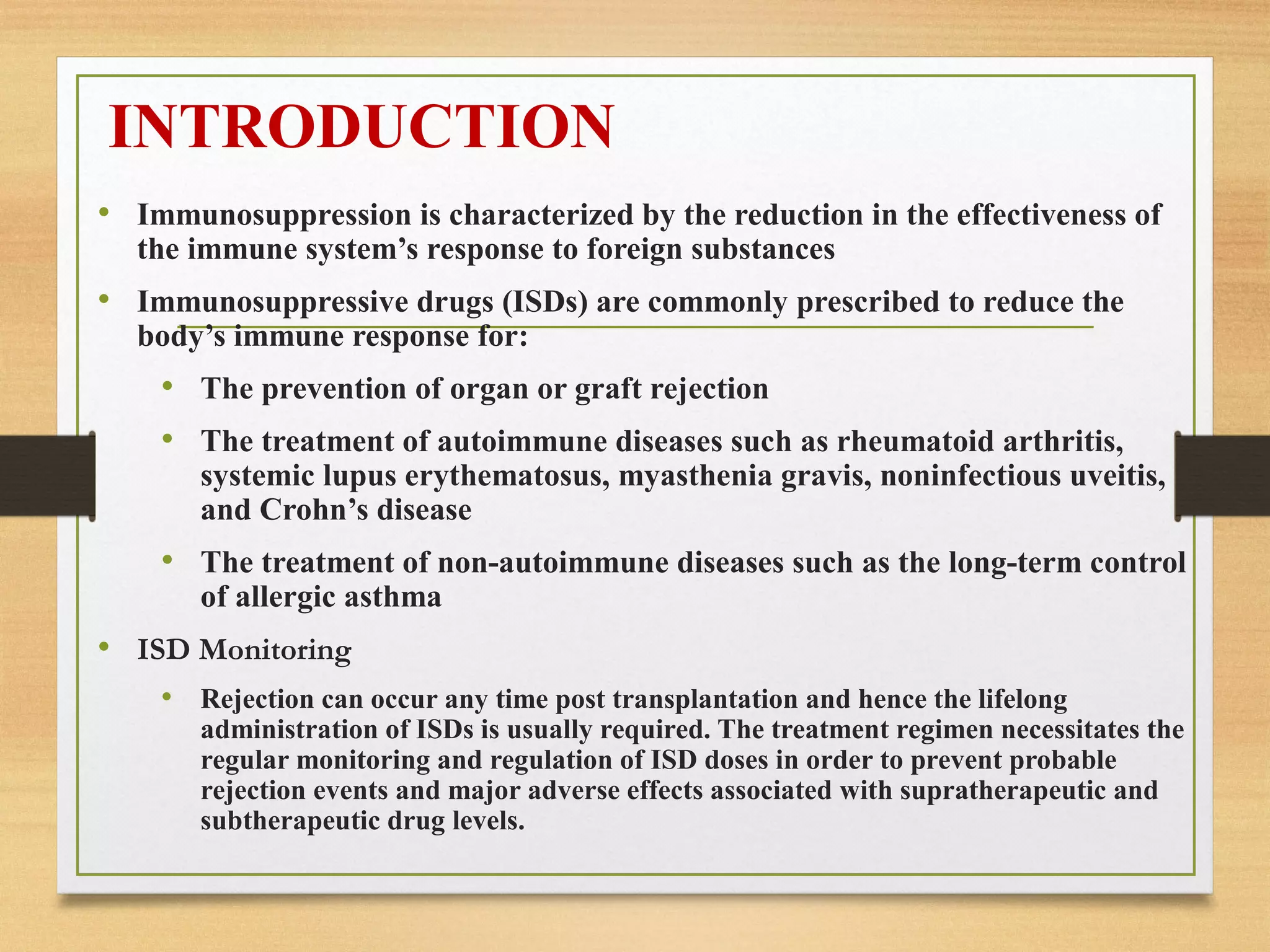 Immunosuppressant drugs tdm laboratory perspective | PPT | Endocrine ...