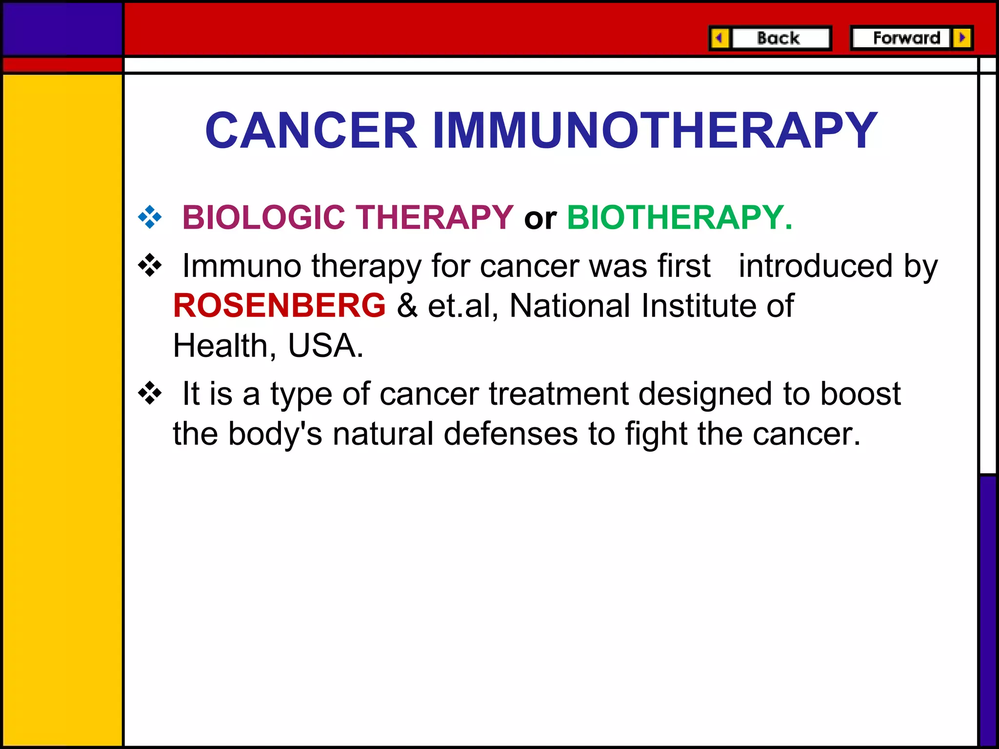 Immunotherapy for cancer | PPTX