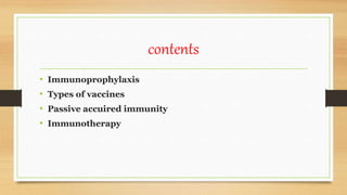 immunoprophylaxis and Immunotherapy of infectious diseases | PPT