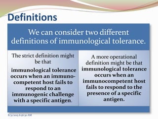 Immunotolerance: mechanism and consequence | PPTX